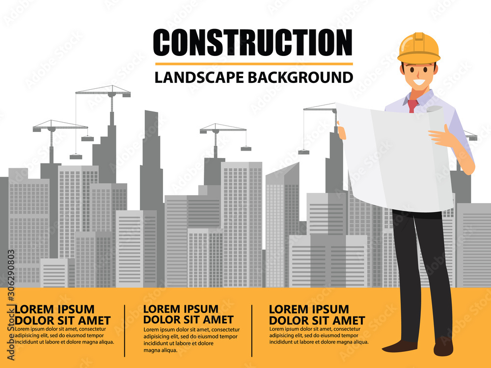 Business Engineer and worker teamwork ,Building under Construction site ...