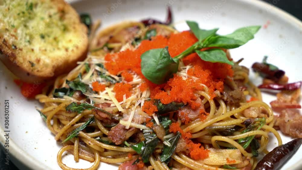stir-fried spaghetti with shrimp eggs Stock Video | Adobe Stock