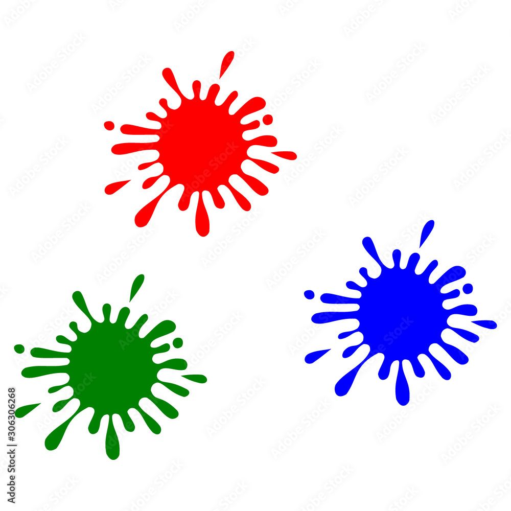 3 drops of primary colors consisting of red, blue and green. Stock ...