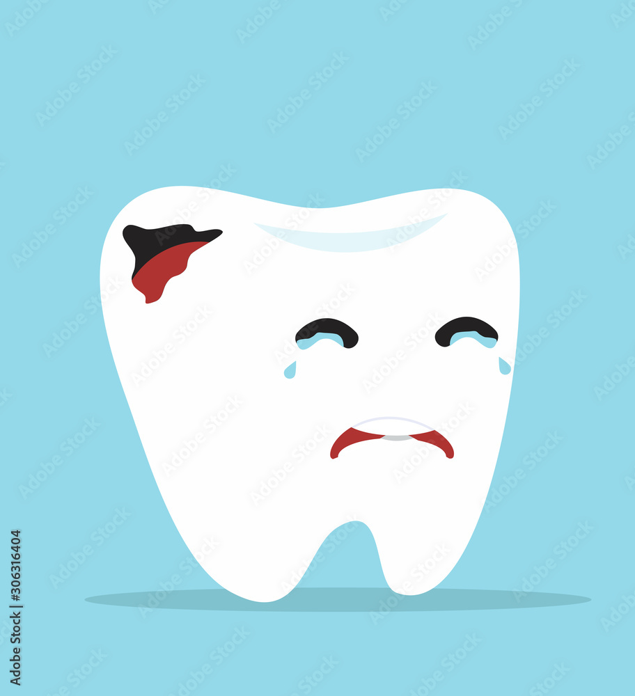 Cute tooth Cartoon dental caries Stock Vector | Adobe Stock