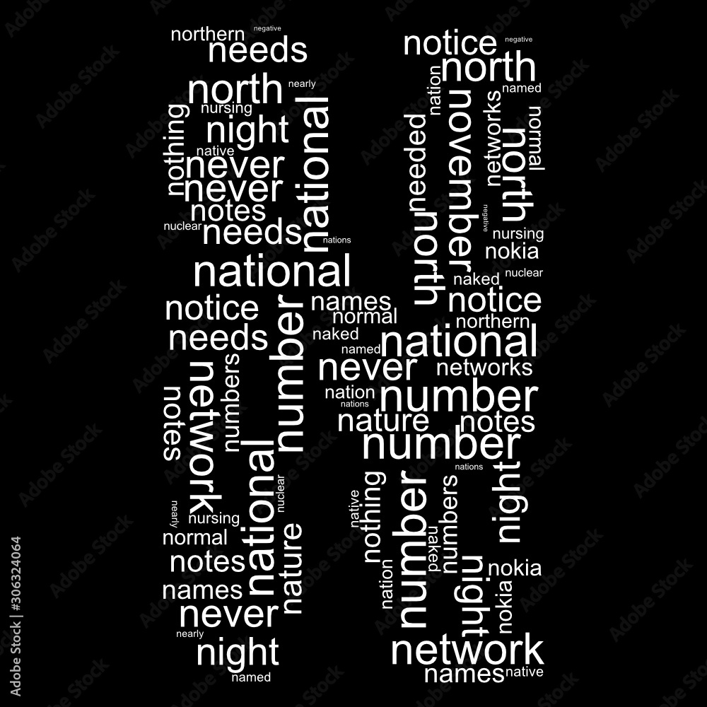 word cloud letter N - words beginning with N Stock Vector | Adobe Stock