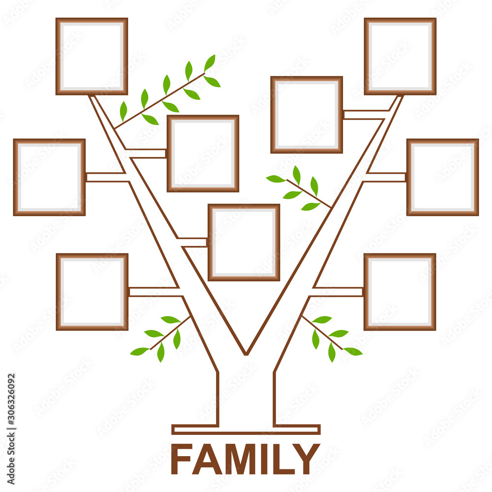 Family Tree template vintage vector illustration. Memories tree with ...