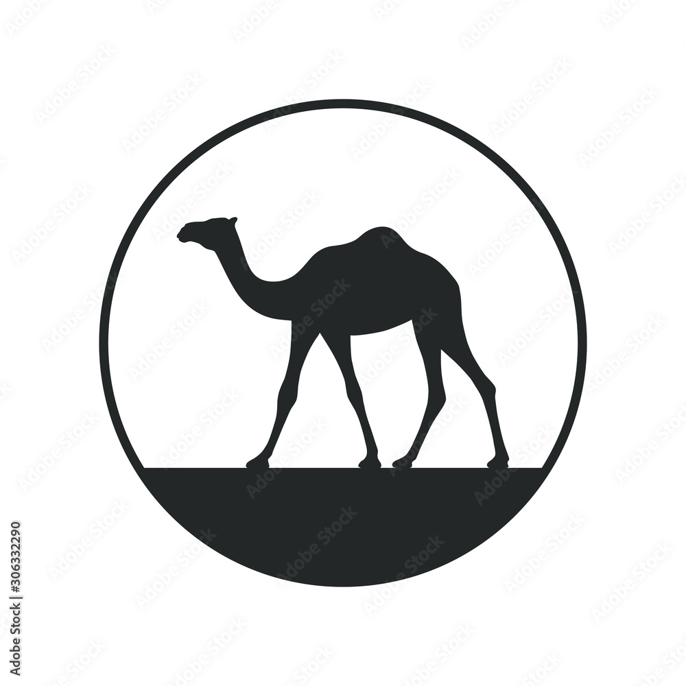 Camel graphic icon. Camel in the circle sign isolated on white ...