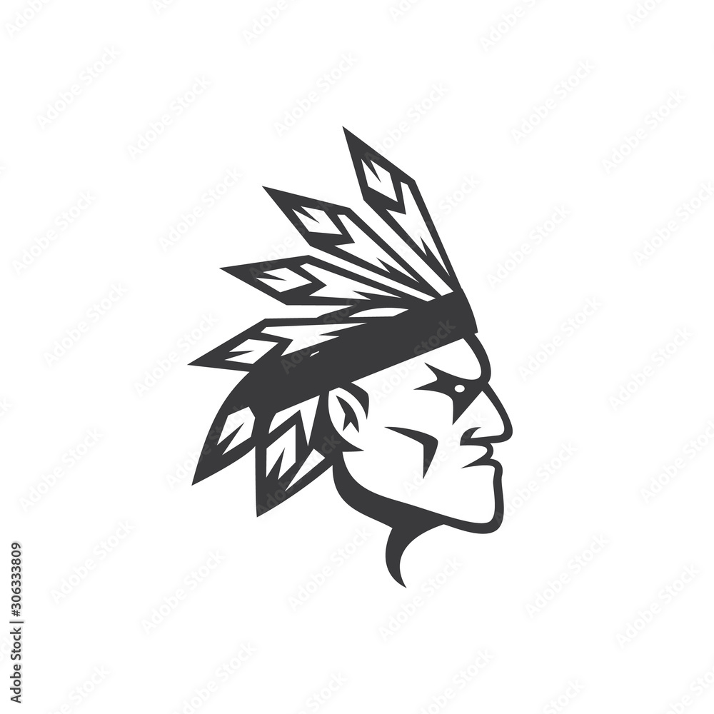 American Apache Indian Logo. Cherokee character icon design. Ethnic ...