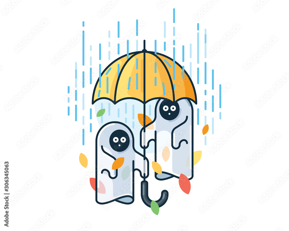 Ghost in the rain vector illustration Stock Vector | Adobe Stock