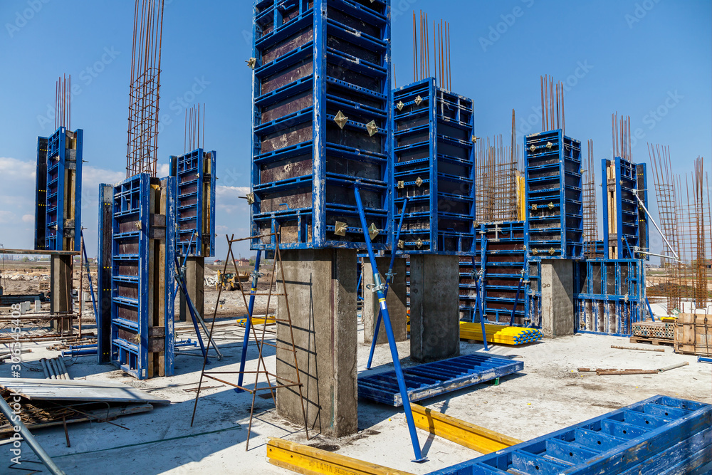 Formwork of concrete structure columns Stock Photo | Adobe Stock