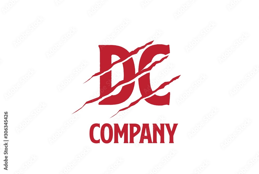 Red DC letter template logo design with scratch effect Stock Vector ...