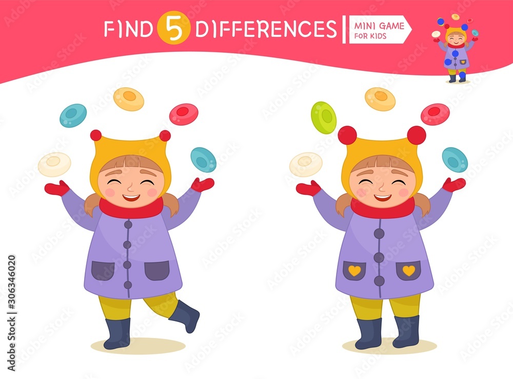 Find differences. Educational game for children. Cartoon vector ...