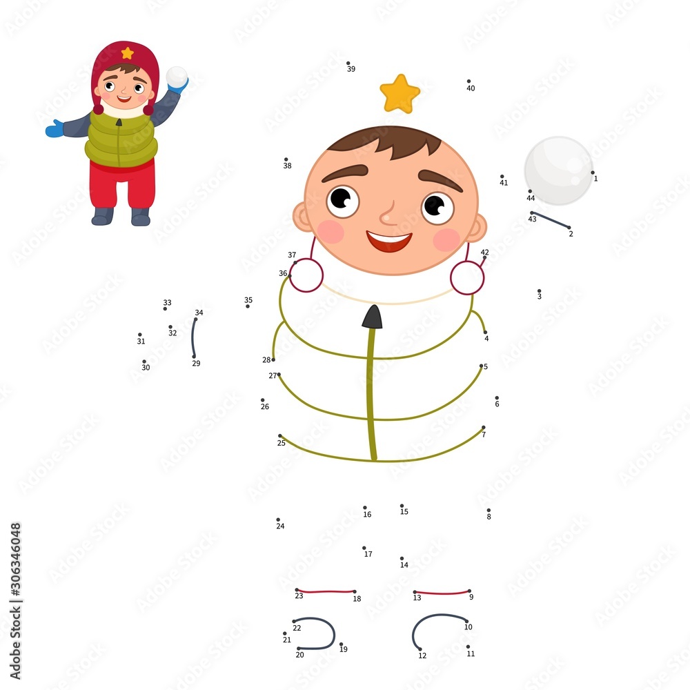 Educational game for kids. Dot to dot game for children. Cartoon child ...