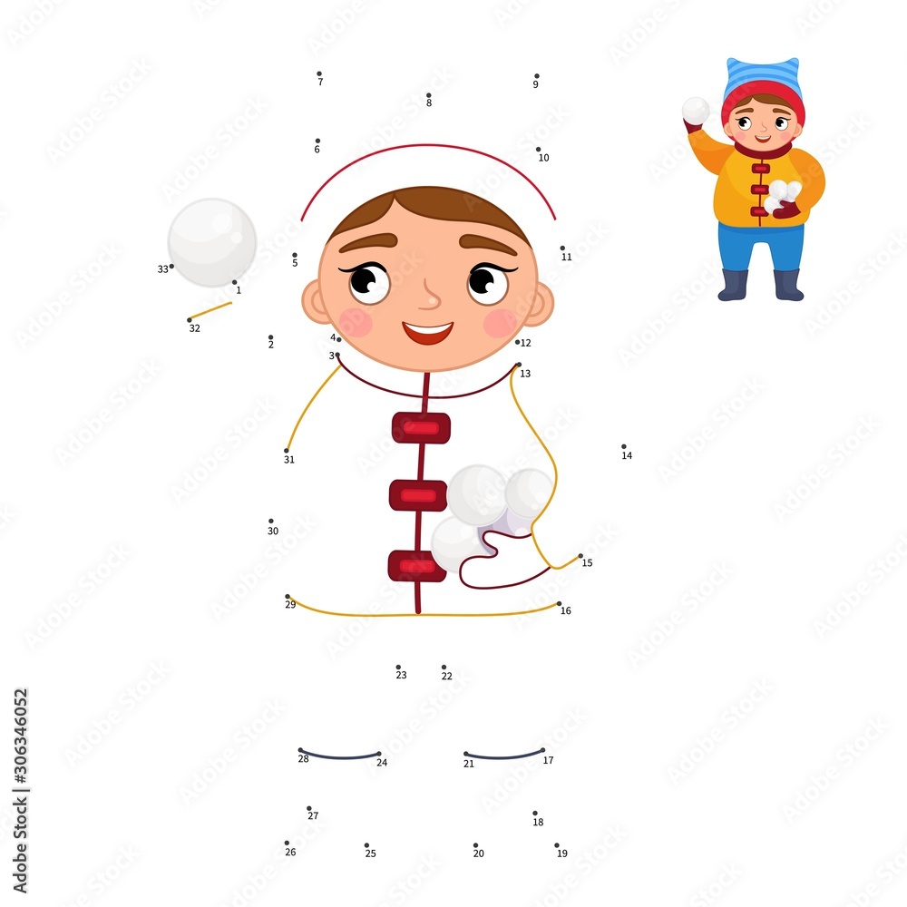 Educational game for kids. Dot to dot game for children. Cartoon child ...