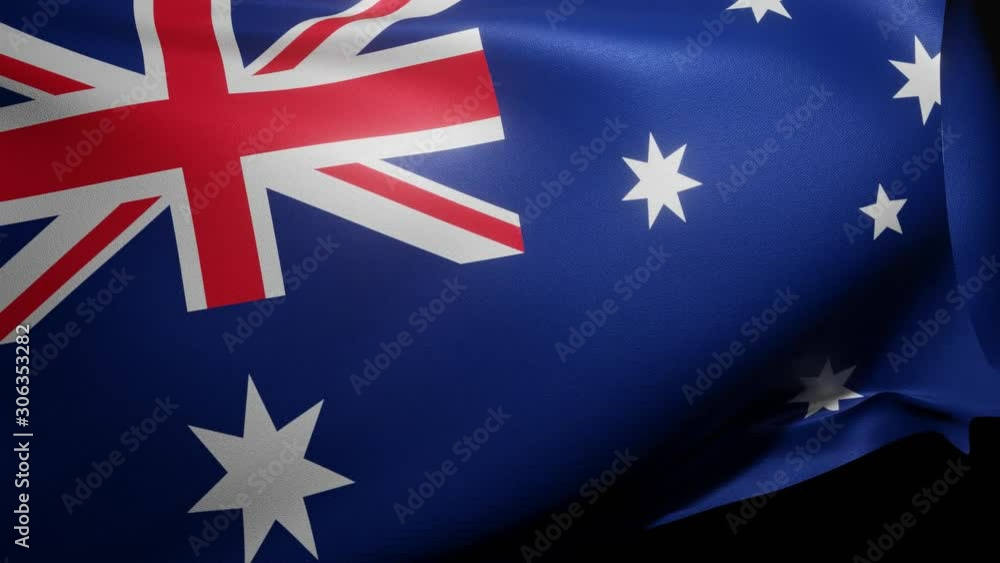 Close up of Australia flag video waving in wind. Realistic Animation ...