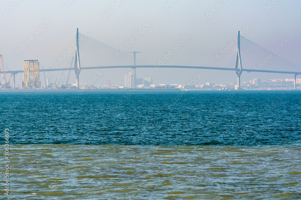 Halocline in water, visible border of fresh river water and salted ...