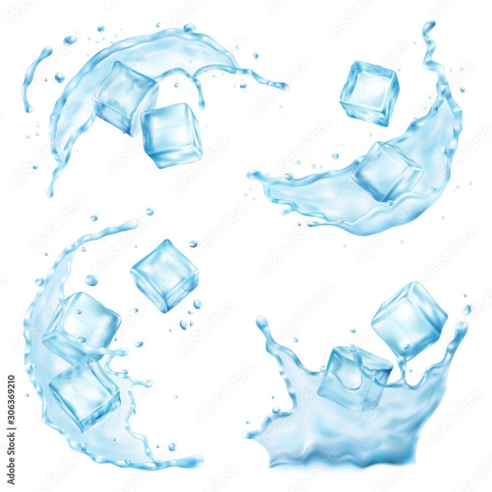 Ice Cubes Splash Set Stock Vector | Adobe Stock