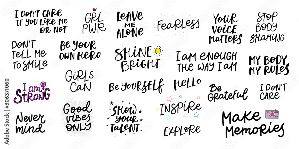 Girl power body shaming enough quote lettering Stock Vector | Adobe Stock