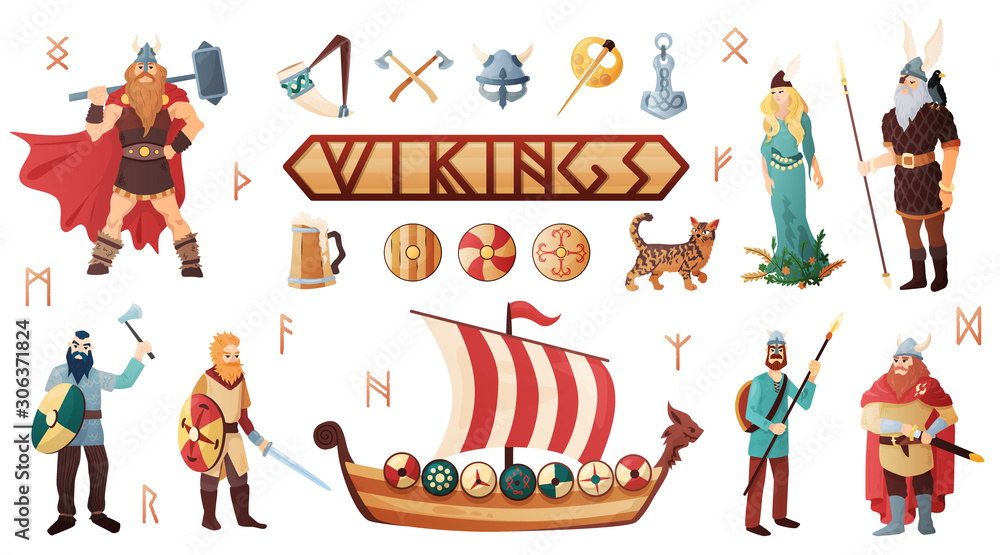Vikings Culture Set Stock Vector | Adobe Stock