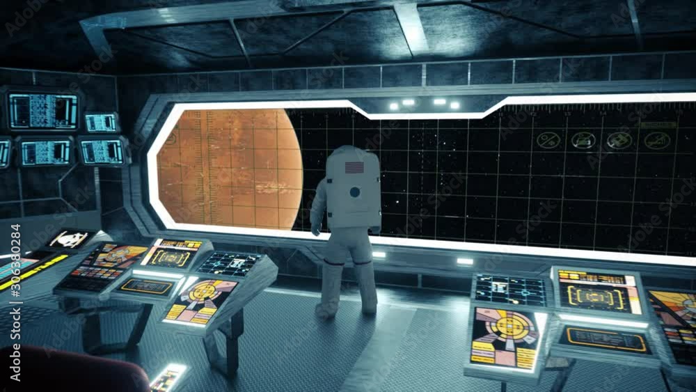 Starship Bridge Astronaut Planet Mars Universe Control Panel 3D ...