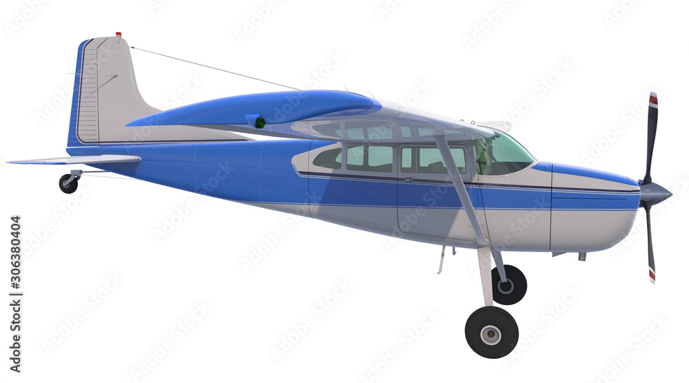 Light aircraft isolated on white background. Bush plane. 3D rendering ...