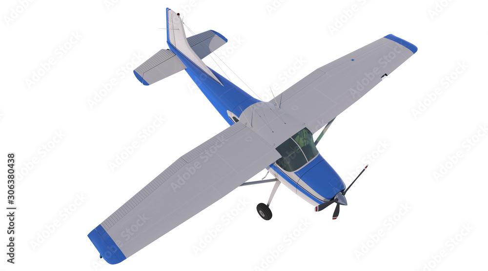 Light aircraft isolated on white background. Bush plane. 3D rendering ...