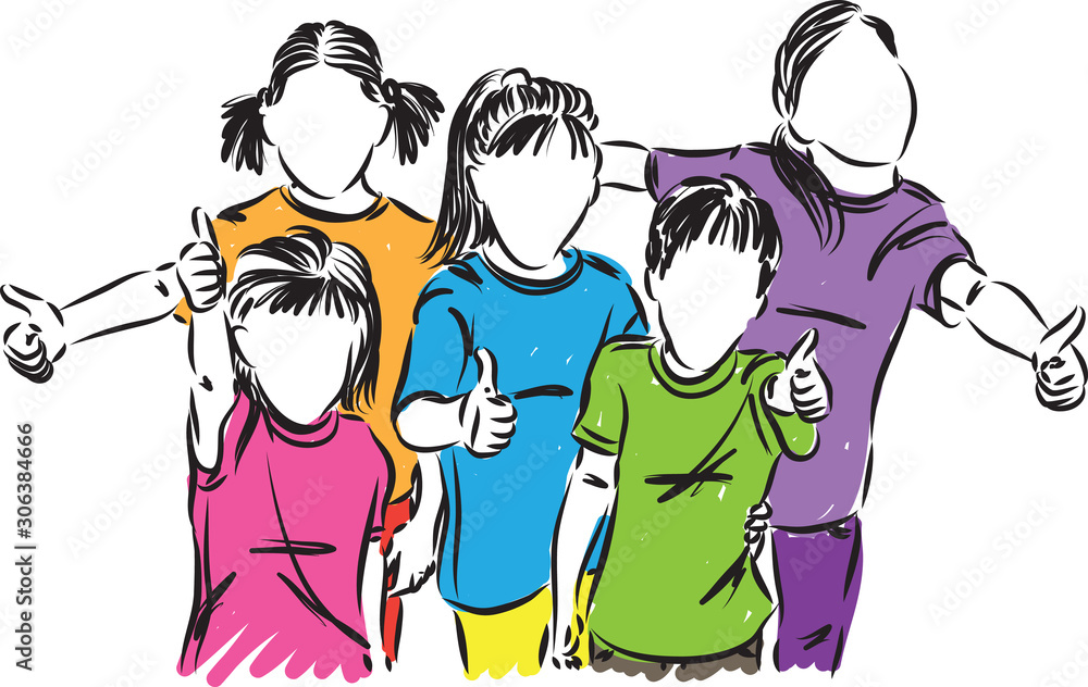 kids children thumbs up vector illustration Stock Vector | Adobe Stock