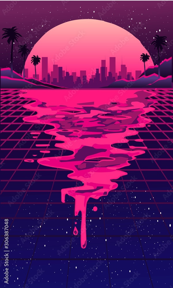 Retro 80s wave space, 1980s retro futuristic style background, digital ... Retro 80s wave space, 1980s retro futuristic style background, digital ...