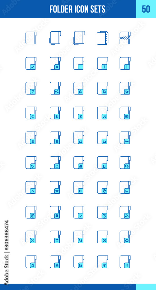 Folder icon sets. Vector icons. Editable outline Stock Vector | Adobe Stock