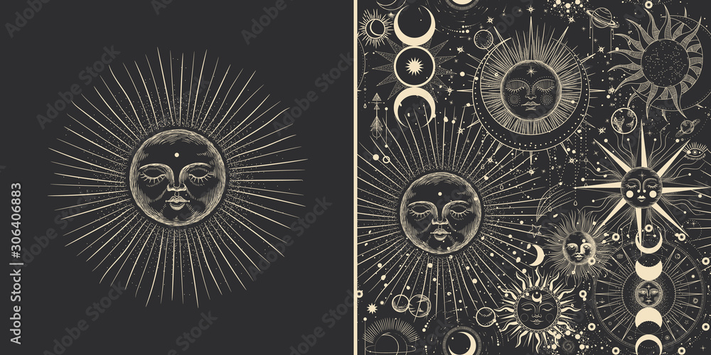 Vector illustration set of moon phases. Different stages of moonlight ...