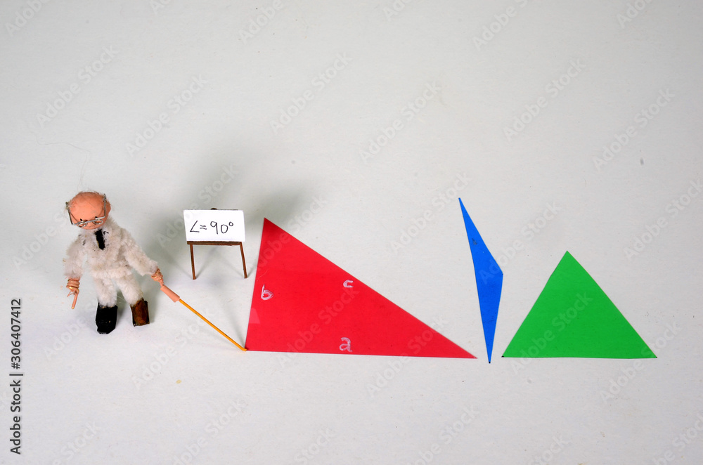 Mathematic model setup illustrating a right-angled, an obtuse-angled ...