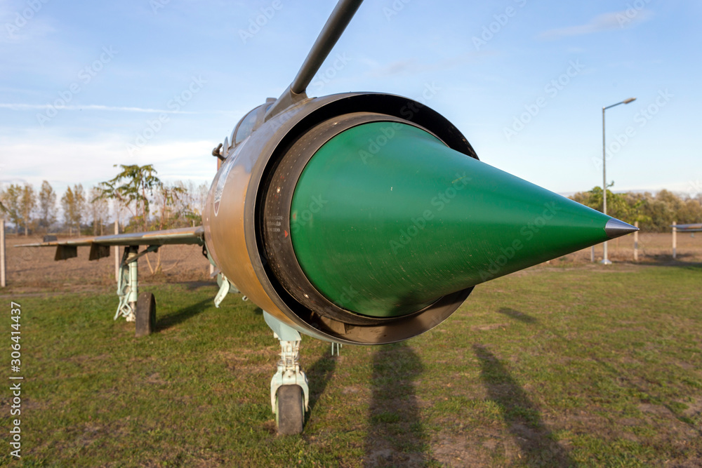 Old russian Mig-21 fighter jet in a military museum Stock Photo | Adobe ...