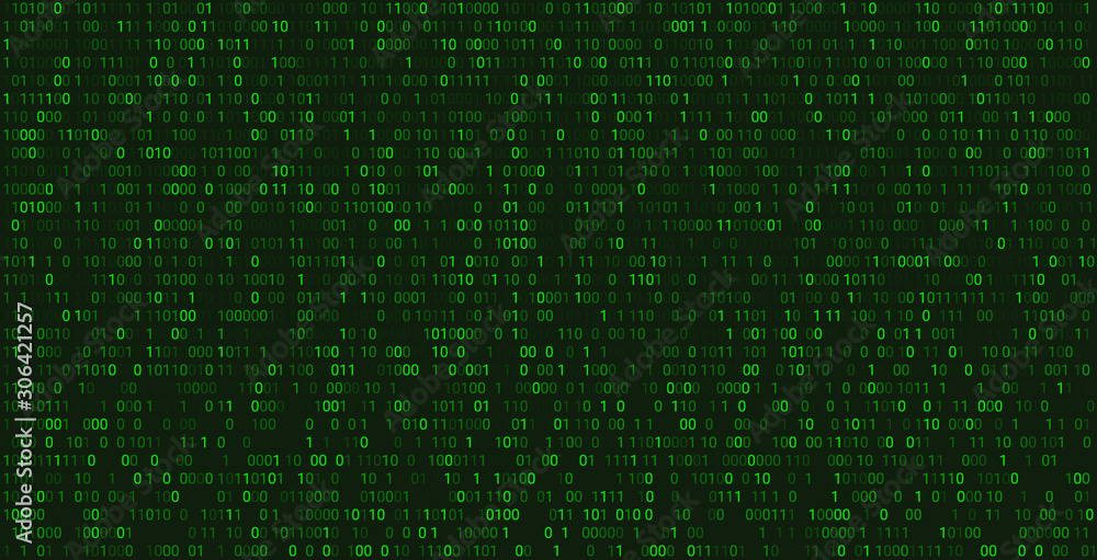 Matrix abstract background with binary numbers. Futuristic green background with code or data ...