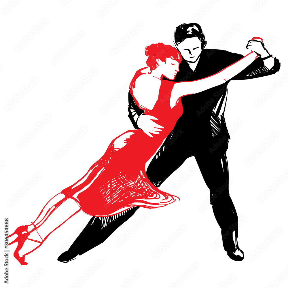 Couple dancing passionate dance. Suitable for argentine tango, samba ...
