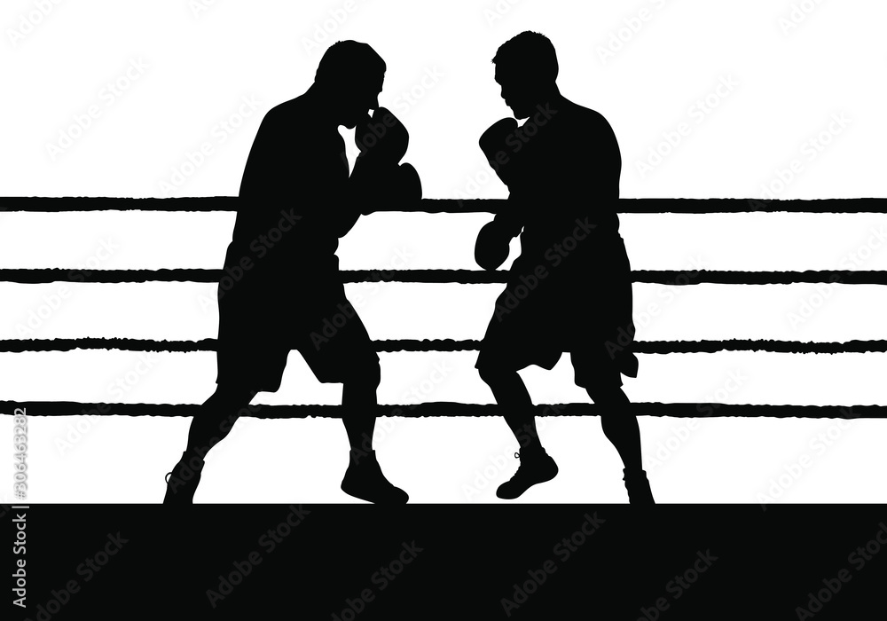 Vector silhouettes of two men boxing. Stock Vector | Adobe Stock