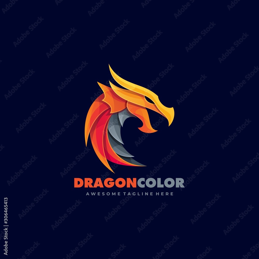 Dragon Fire Gaming Style Logo Vector Template Stock Vector | Adobe Stock