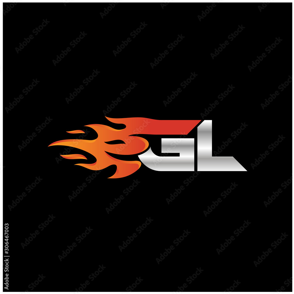 Initial Letter GL Logo Design with Fire Element Stock Vector | Adobe Stock