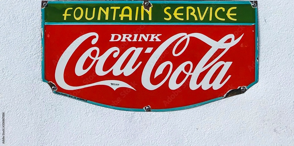 Red Vintage / Antique Coca Cola (Coke) Soda Fountain Sign Stock Photo ...