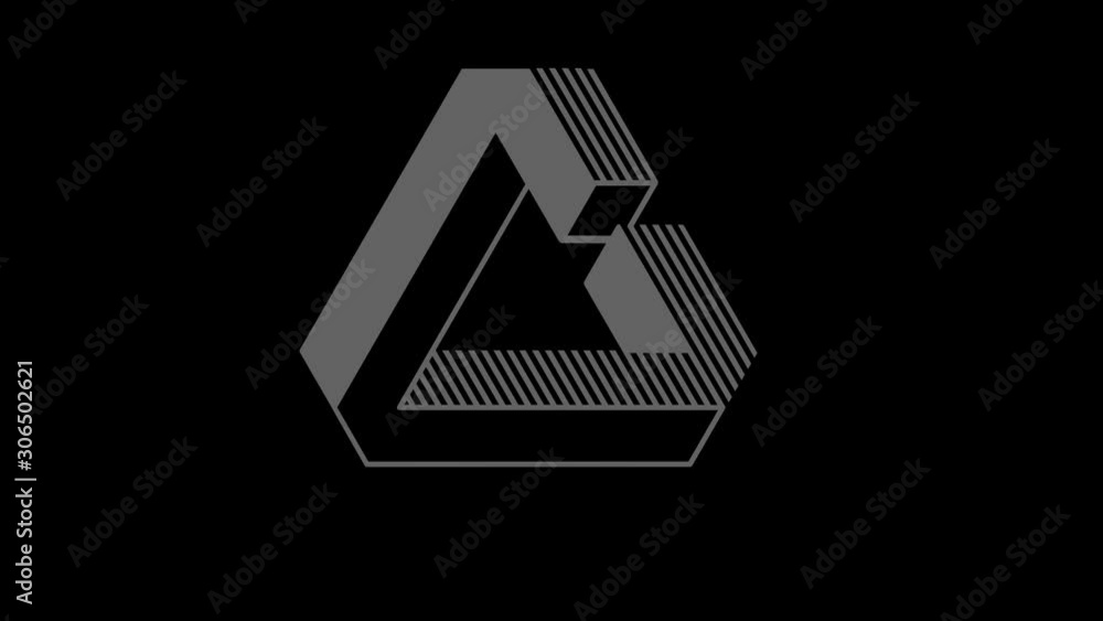 Object in the shape of a triangle in 3D in black and white with a ...
