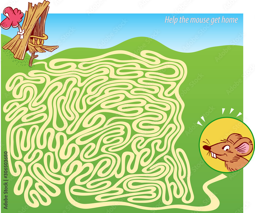 In the vector illustration a puzzle maze where you need to help the ...