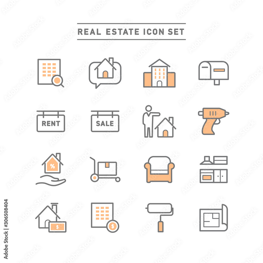 REAL ESTATE ICON SET Stock Vector | Adobe Stock
