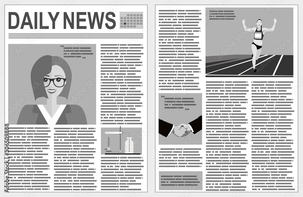 Graphical design newspaper template with infographic Stock Vector ...