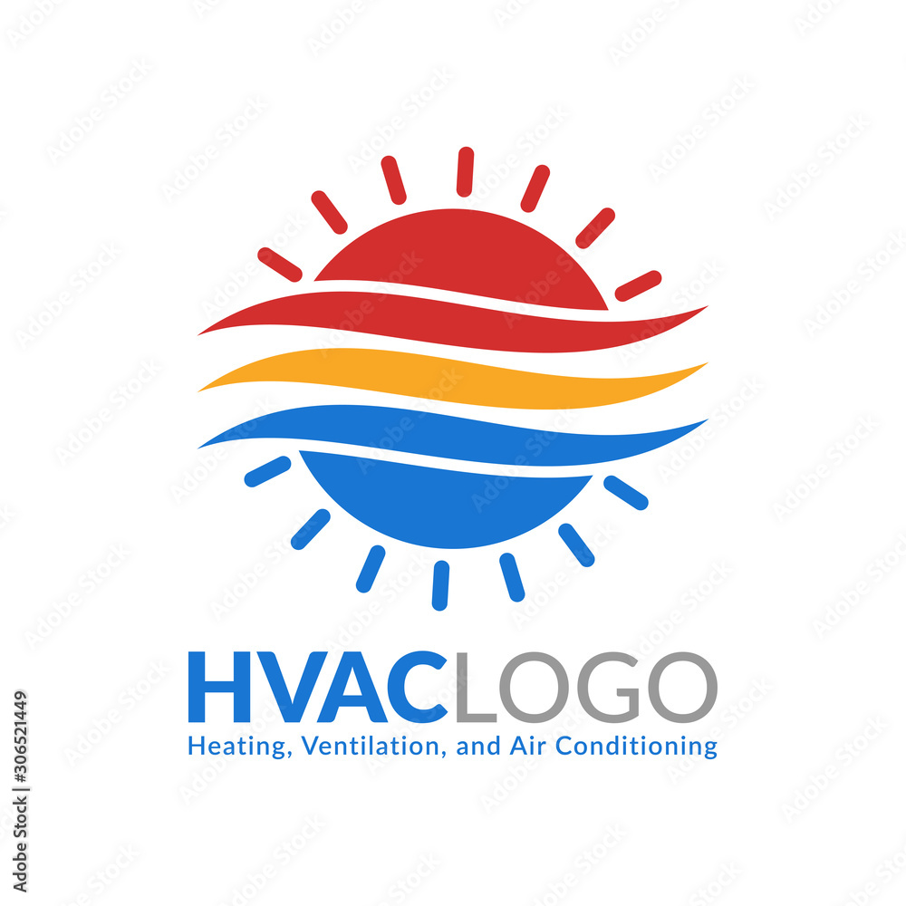 HVAC logo design, heating ventilation and air conditioning logo or icon ...