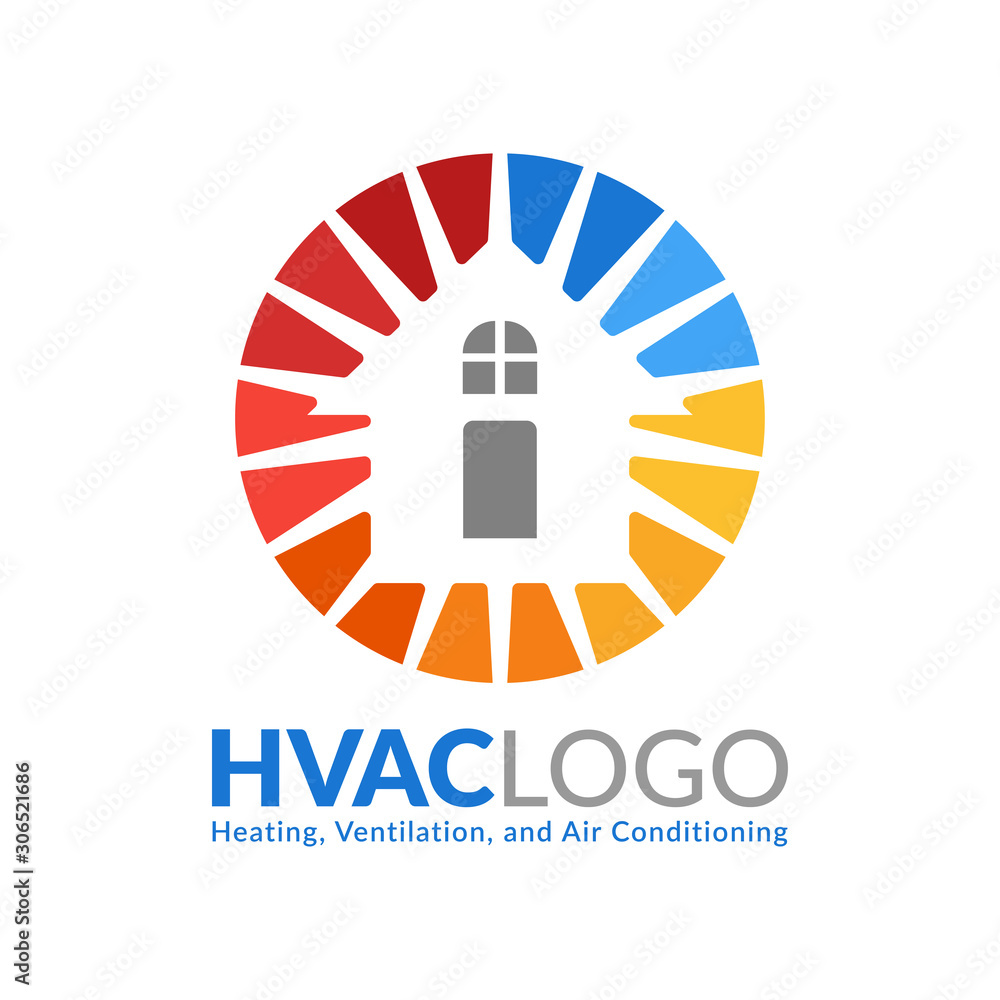 HVAC logo design, heating ventilation and air conditioning logo or icon ...
