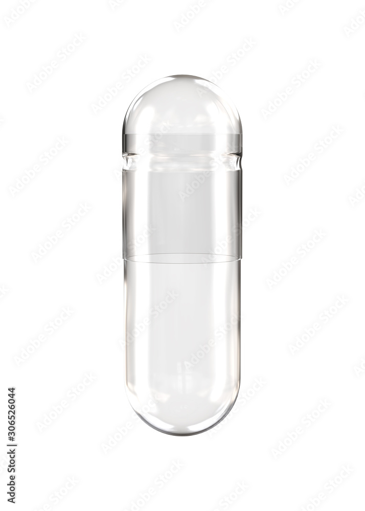 Empty Transparent Medicine Capsule Pill. Realistic 3D Mockup Isolated ...