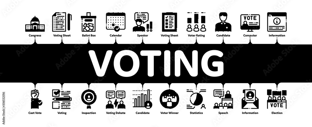 Voting And Election Minimal Infographic Web Banner Vector. Congress ...