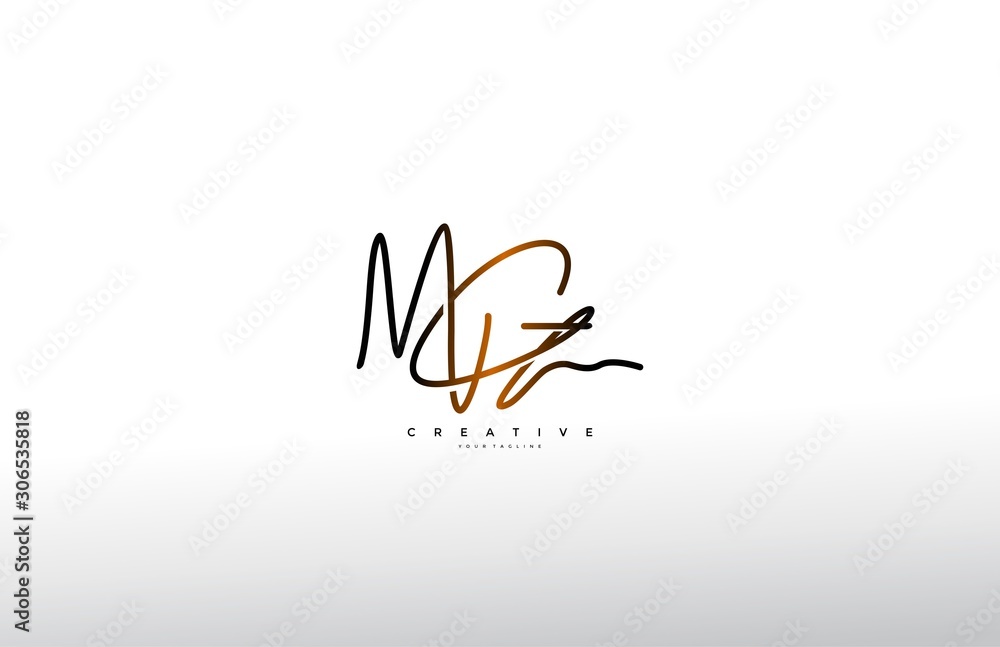 Signature Logotype Letter MG Monogram Stock Vector | Adobe Stock