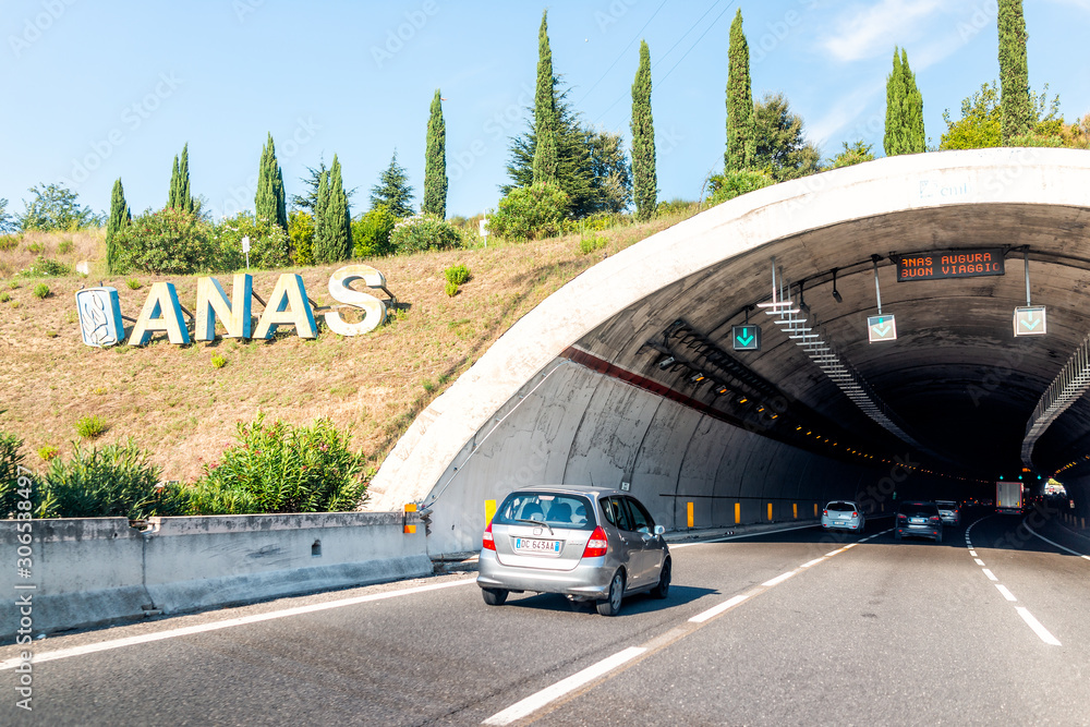 Rome, Italy - August 24, 2018: Sunny summer day and highway road street ...