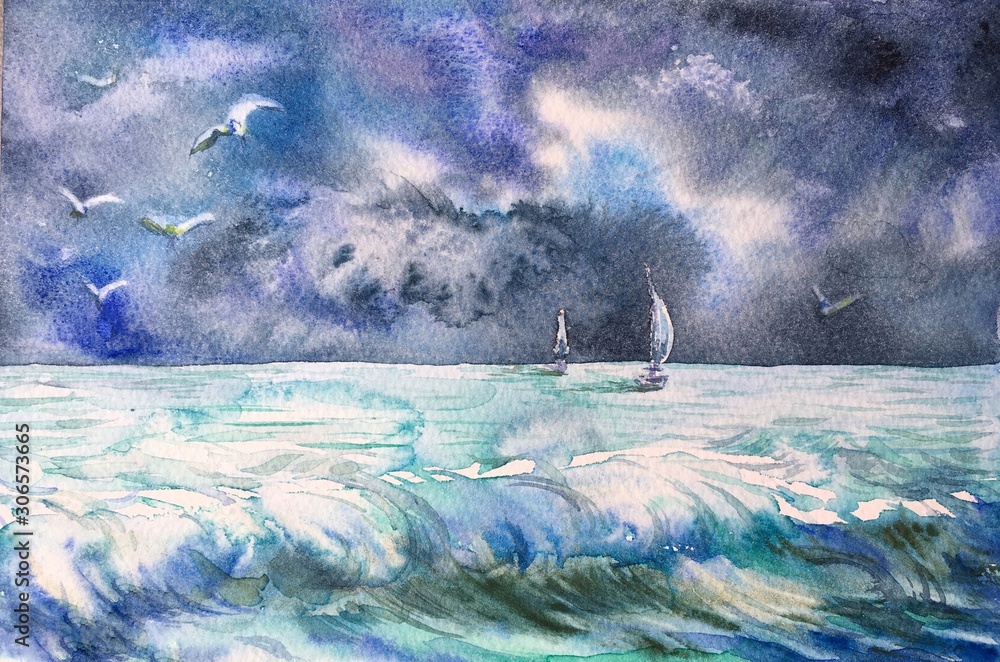 Watercolor depressed emotions concept. Anxiety, despair, depression ...