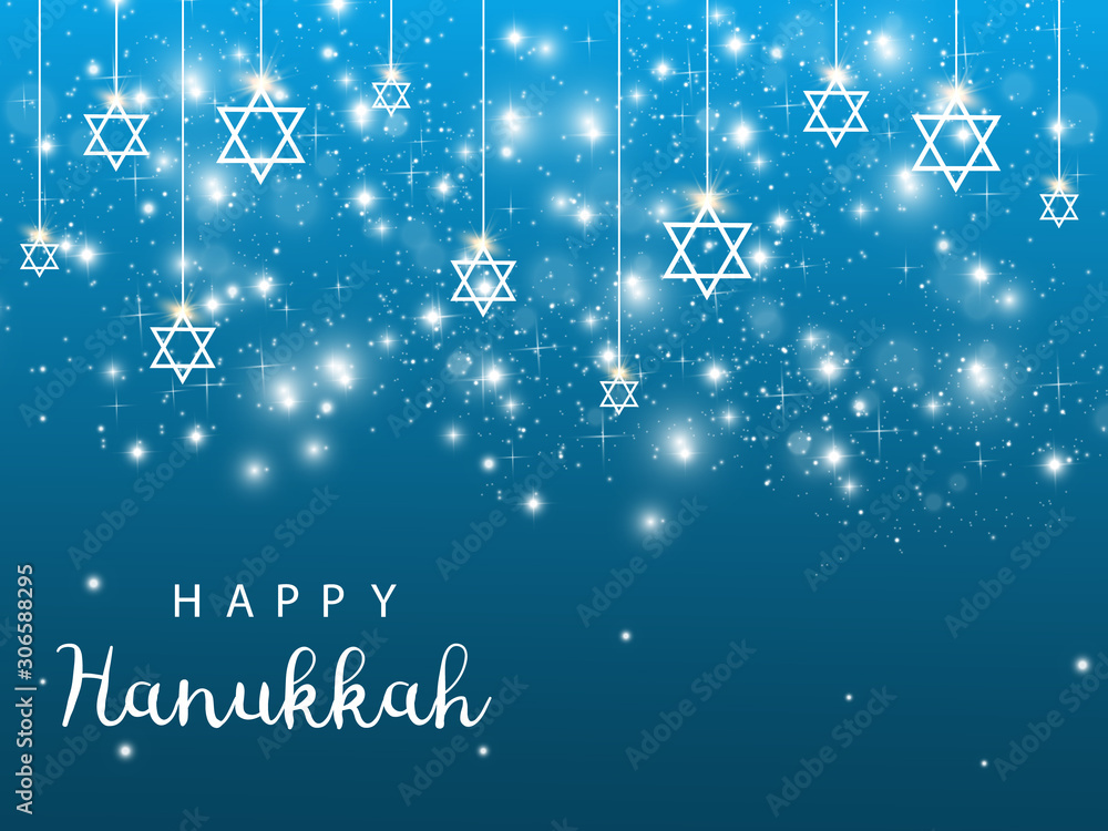 Hanukkah. Traditional Hanukkah holiday symbols. Star of David. Candles ...