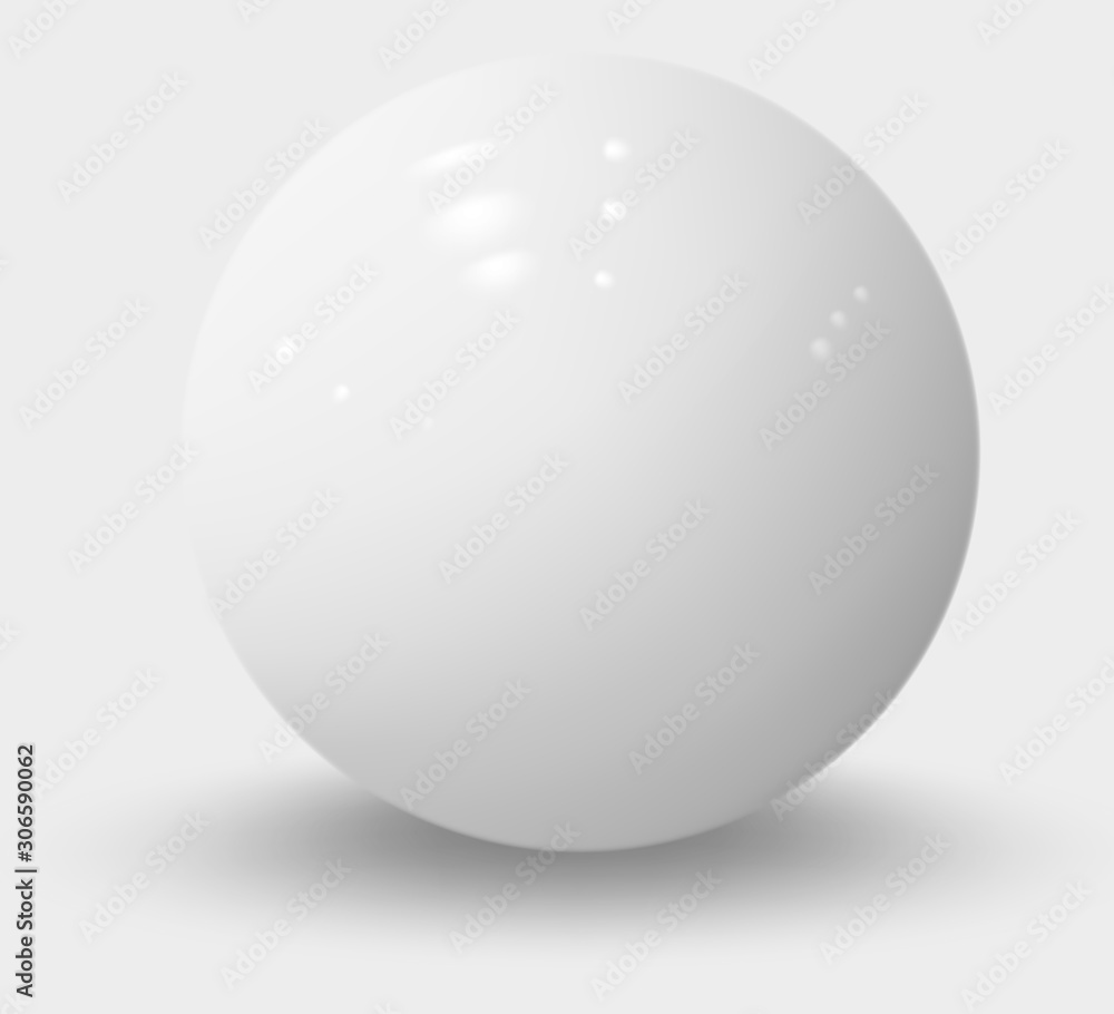 White realistic sphere isolated on white. White realistic ball Stock ...