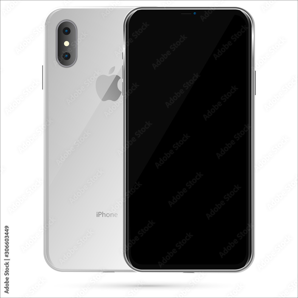 Vetor do Stock: Apple iPhone Xs, X, silver smartphone of the new ...