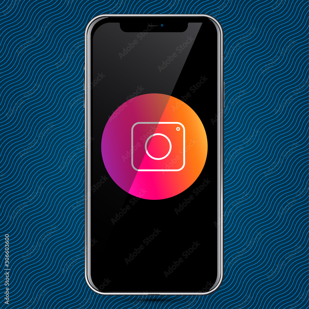 Vetor de Apple Iphone with instant logos Instagram. Vinnitsa, Ukraine ...