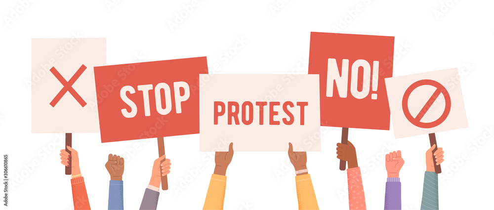 People Protest Hands Holding Posters People With Posters Protest